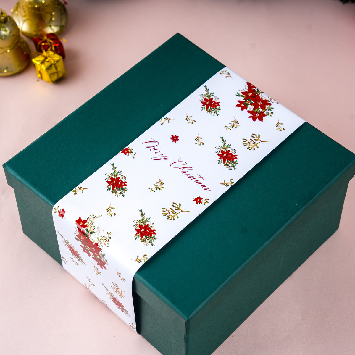 Christmas Green Gift Box with Merry Blooms Sleeve – The Packing Company