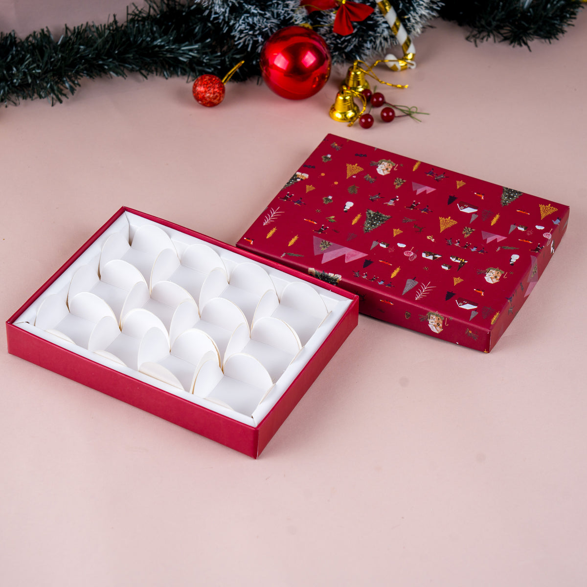 Nordic Noel Crimson Red Rigid Chocolate Box ( Cavity of 12 pcs ) – The ...