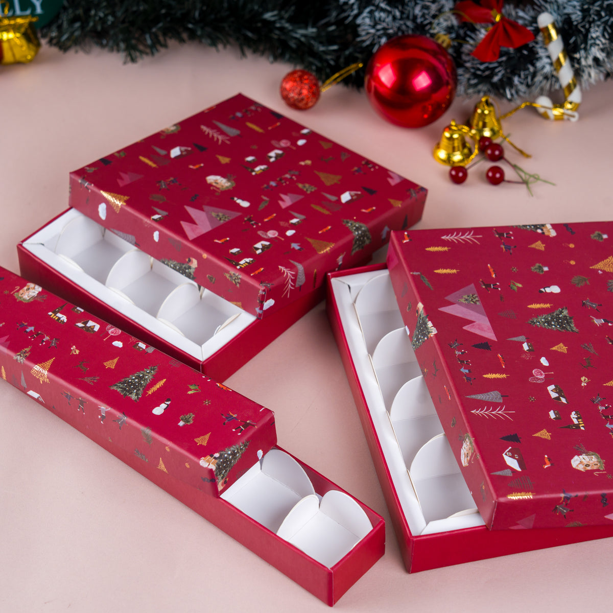 Nordic Noel Crimson Red Rigid Chocolate Box ( Cavity of 12 pcs ) – The ...