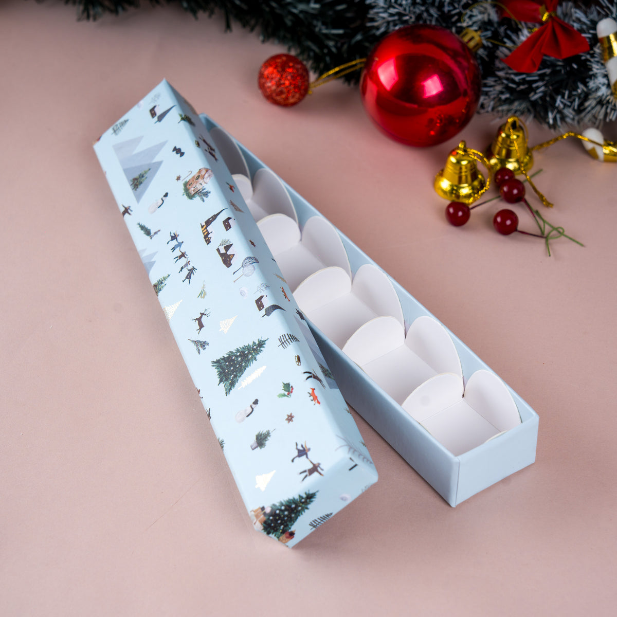Nordic Noel Frosted Blue Rigid Chocolate Box ( Cavity of 6 pcs ) – The ...