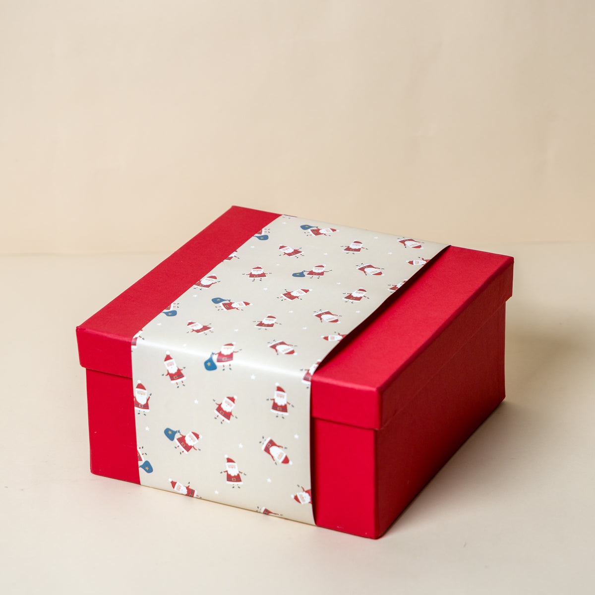 Red Gift Box with Cream Happy Santa Sleeve – The Packing Company