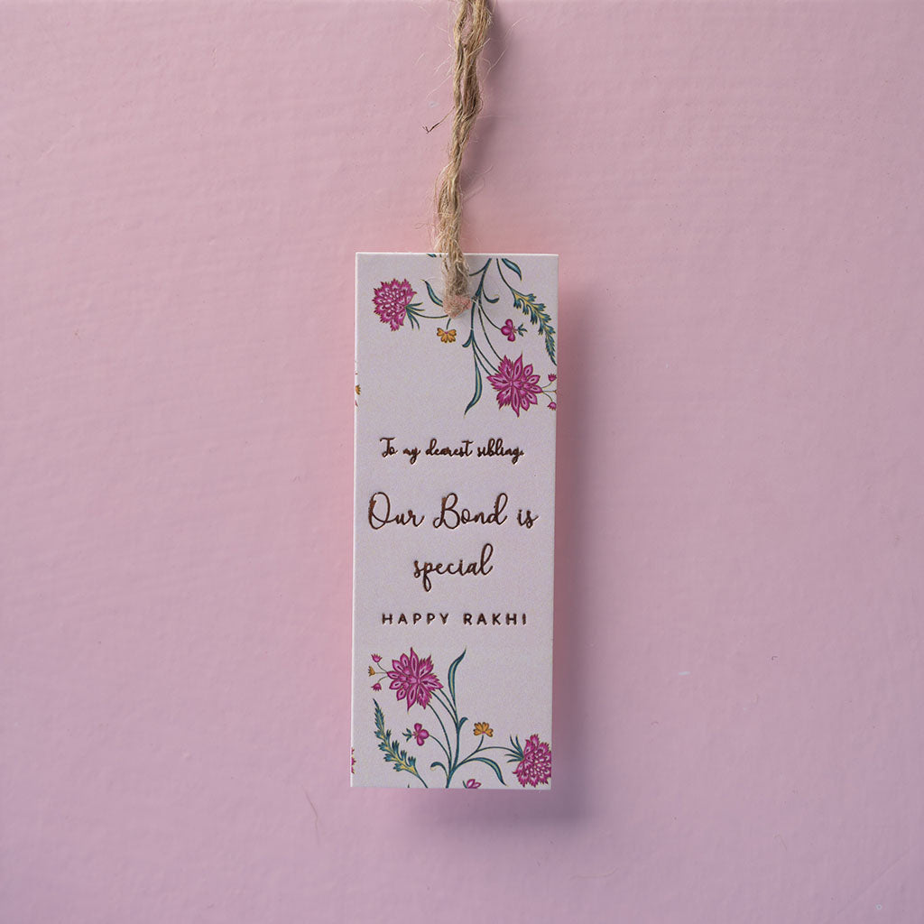 Floral Rakhi Tag (Rectangle Pack of 10) – The Packing Company